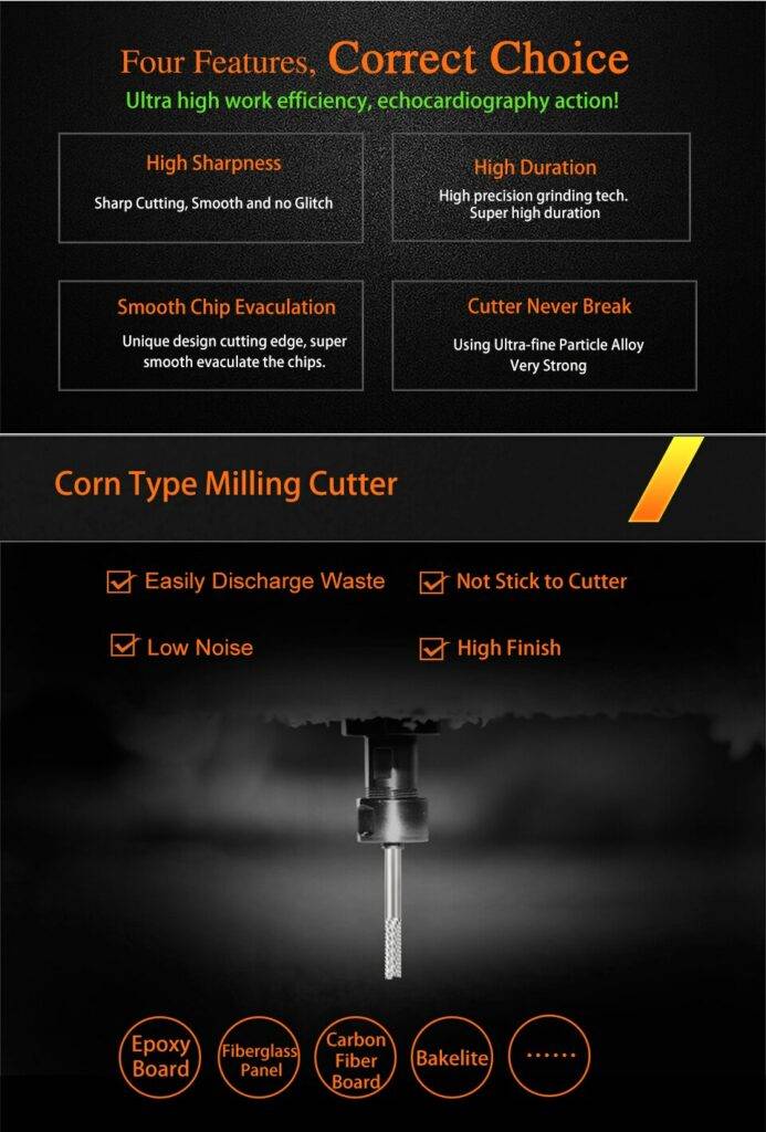 Corn Milling Cutter 3.175mm 4mm to 6mm Shank Nano Level Carbide Bit for ...